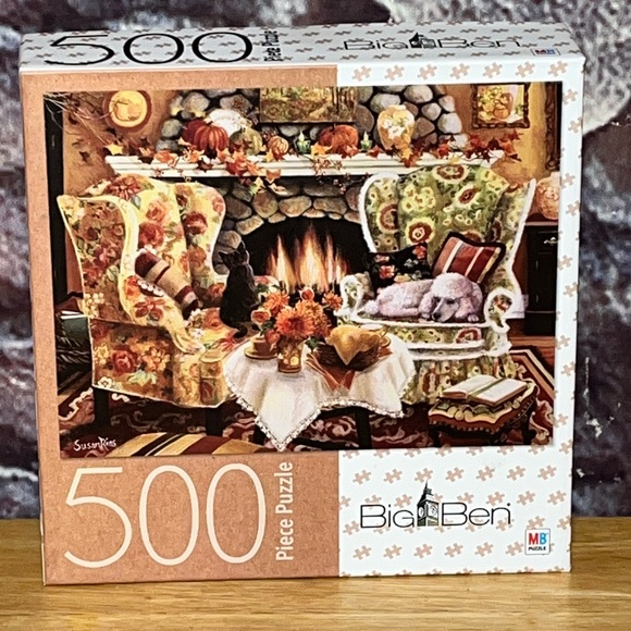 Big Ben | Games | Big Ben 50 Piece Puzzle Warmth Of Autumn Chairs Fire ...